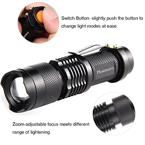 Ploarnovo Red Flashlight LED Single Mode Red Torch Zoomable Red Light Flashlight with Clip for Hunting Astronomy, Aviation, Night Observation,4-Pack