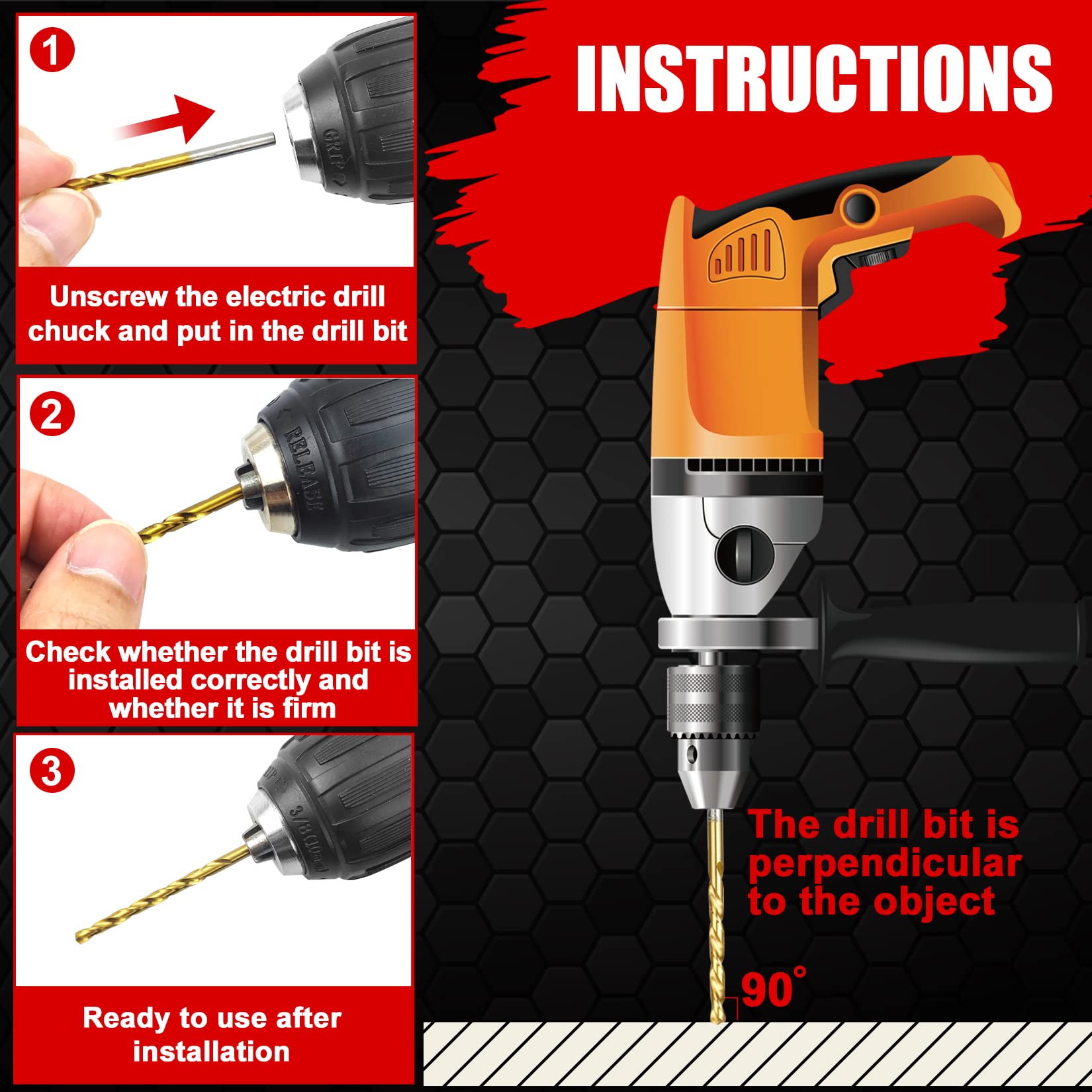 YIYITOOLS Titanium Twist Drill Bit Set 21 Piece Fit for Cutting Hard Metals,Such as Stainless Steel, Aluminum Alloy and Titanium Alloy 21 Pieces