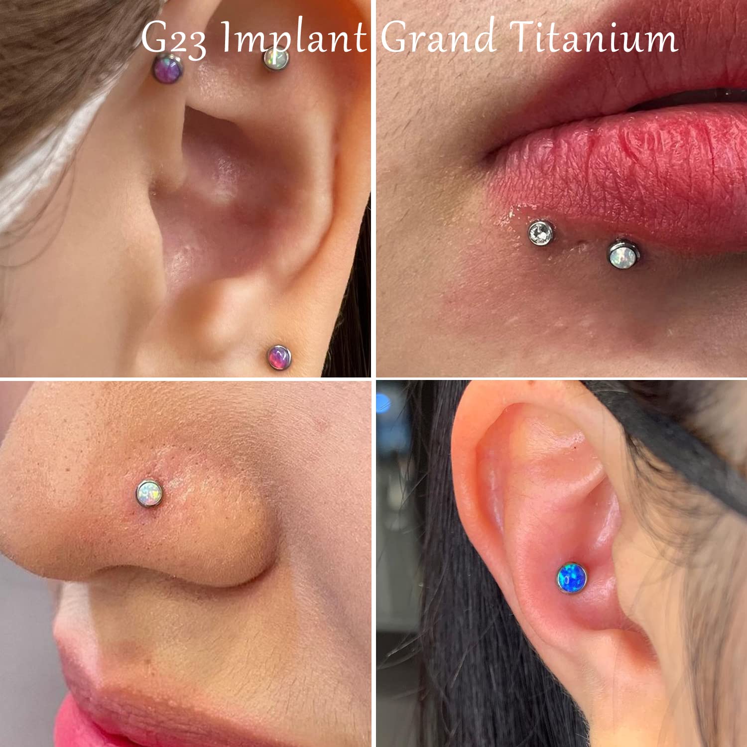 VOJO 16G G23 Titanium Industrial Piercing Jewelry,Internal Thread CZ Cartilage Barbell Earring for Women Men (6/6/8mm,White Opal)