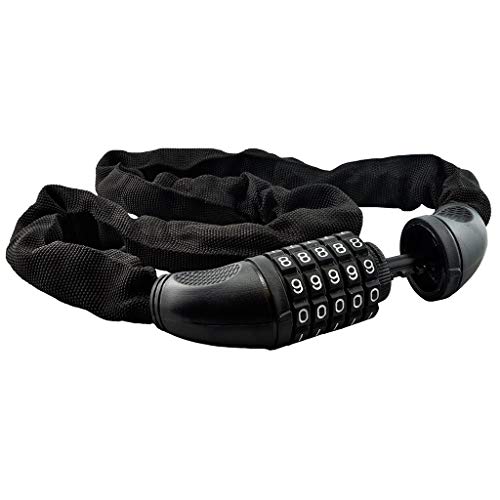 Selomore Bicycle Lock Cable 5 Digital Heavy Duty Bike Combination Chain Padlock Bicycle Lock Chain Lock 0716US083 Black