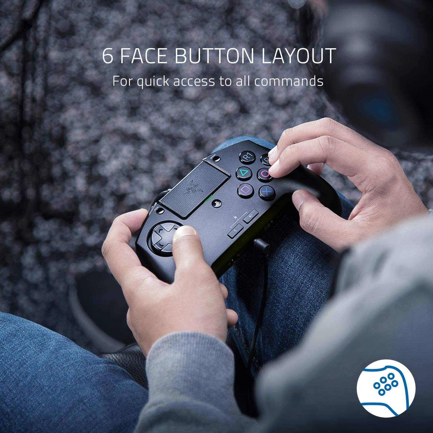 Razer Raion Fightpad for PS4 Fighting Game Controller: 8 Way D-Pad - Mechanical Switch Front Buttons - 3.5mm Audio - Classic Black (Renewed)