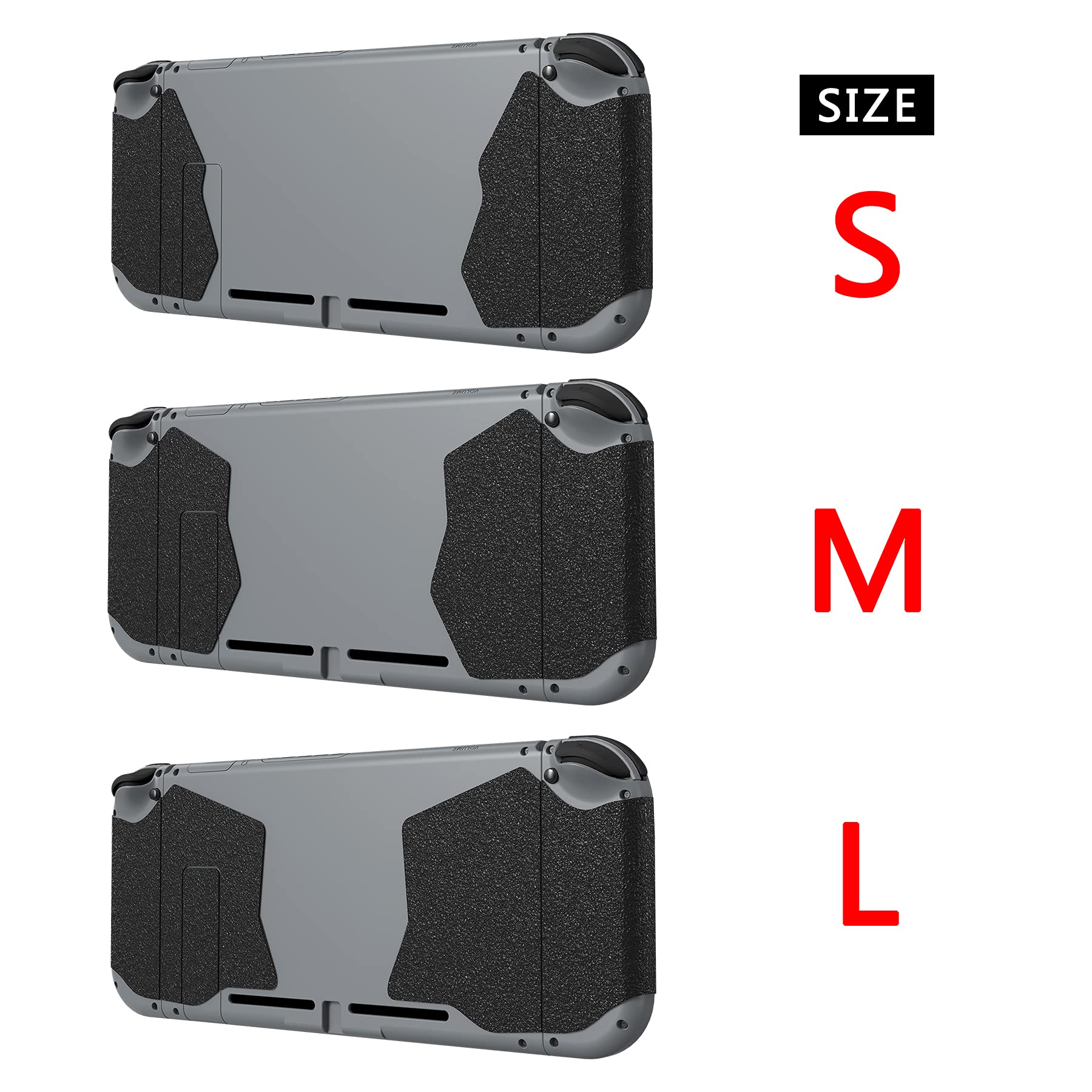 PlayVital Anti Slip Textured Rubber Grips for Nintendo Switch Controller Console, Switch Grip Sticker Pad, Sweat-Absorbent Console Joycon Grip Skins Sticker for Nintendo Switch - 3 Different Sizes