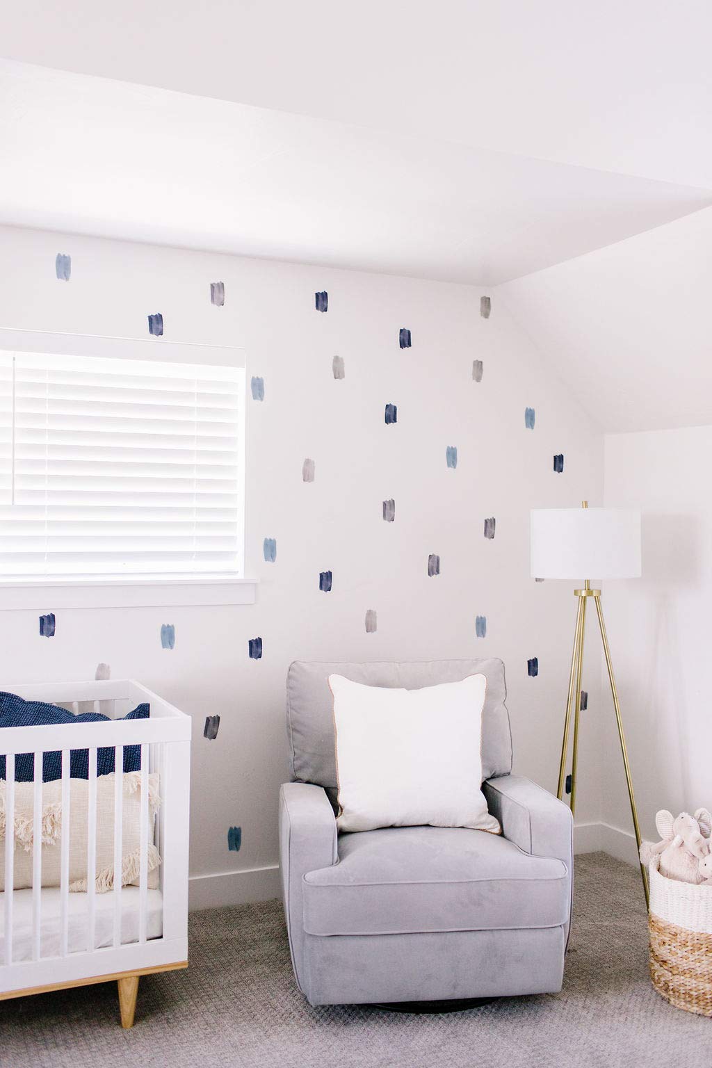 Modern Maxwell Wall Art Decals for Boys Nursery, Bedroom, Living Room “Noah” Brush Strokes Room Sticker 64 Pieces
