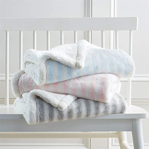 Mud Pie Blue Baby Blanket, Striped Faux Fur