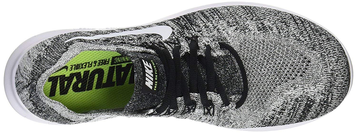 Nike Men's Free RN Flyknit 2017 Running Shoes-Black/White-8.5