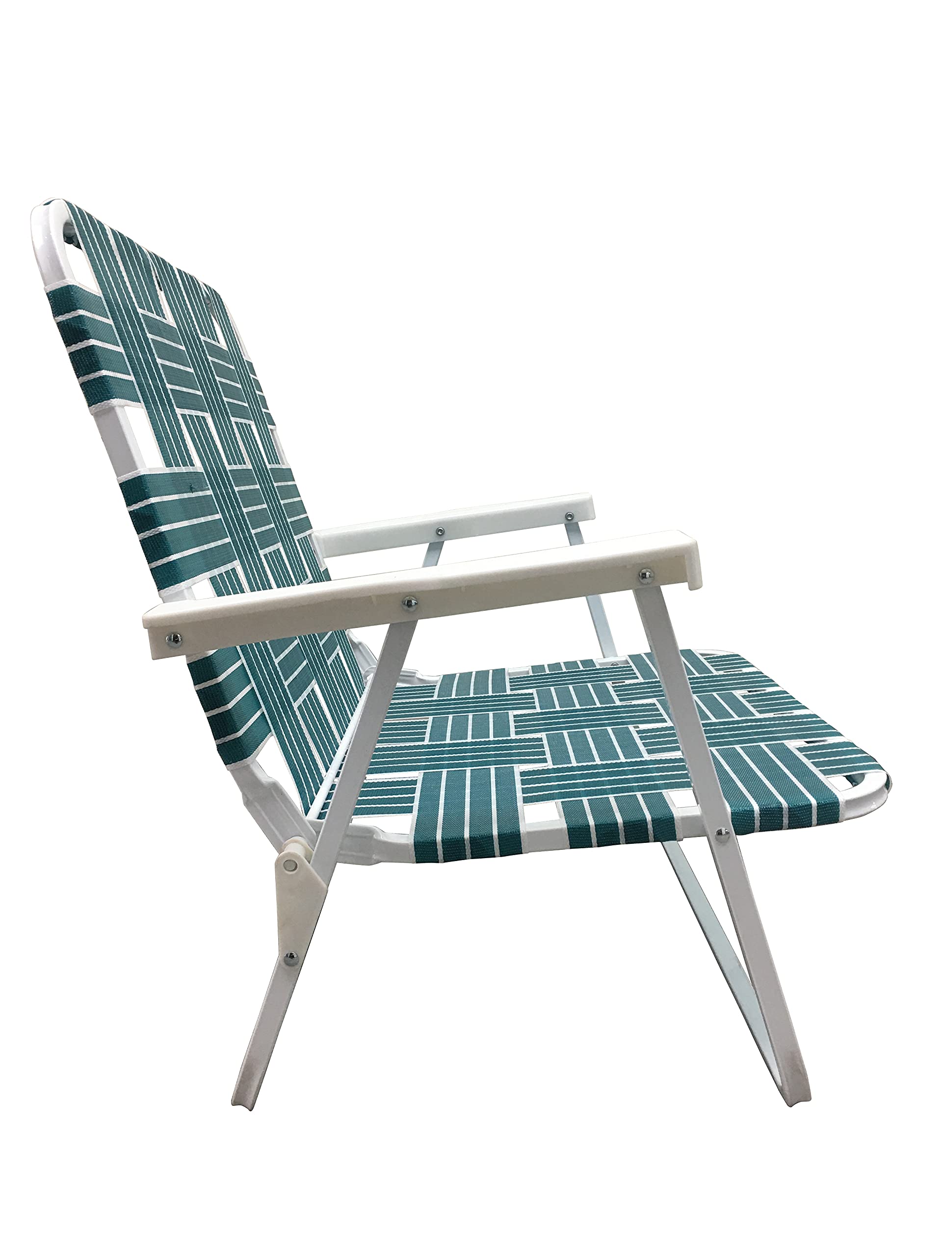 Outdoor Spectator (2-Pack Low Profile Reinforced Steel Powder Coated Webbed Folding Lawn/Camp/Beach Chair (Green)