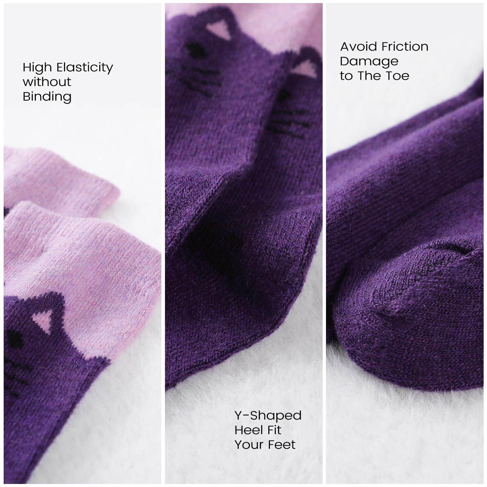 Pleneal 3 Pack Womens Wool Socks - Boot Socks for Women, Wool Socks for Women, Warm Crew Winter Socks, Thick Knit Cozy Socks