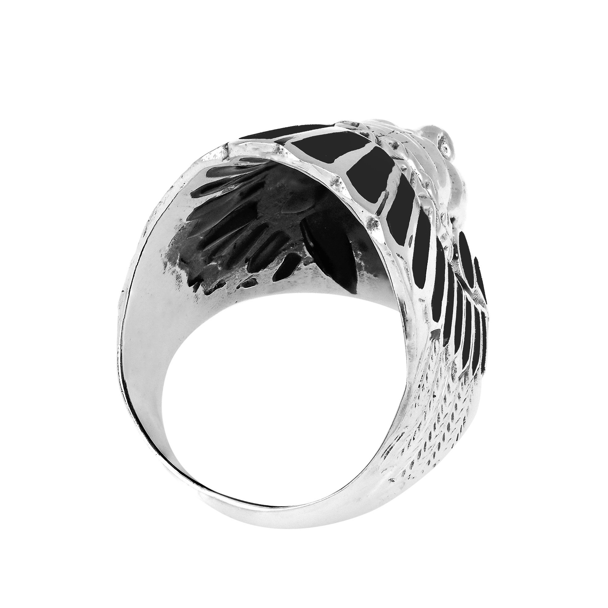 Native American Style Simulated Black Onyx .925 Sterling Silver Ring (10)