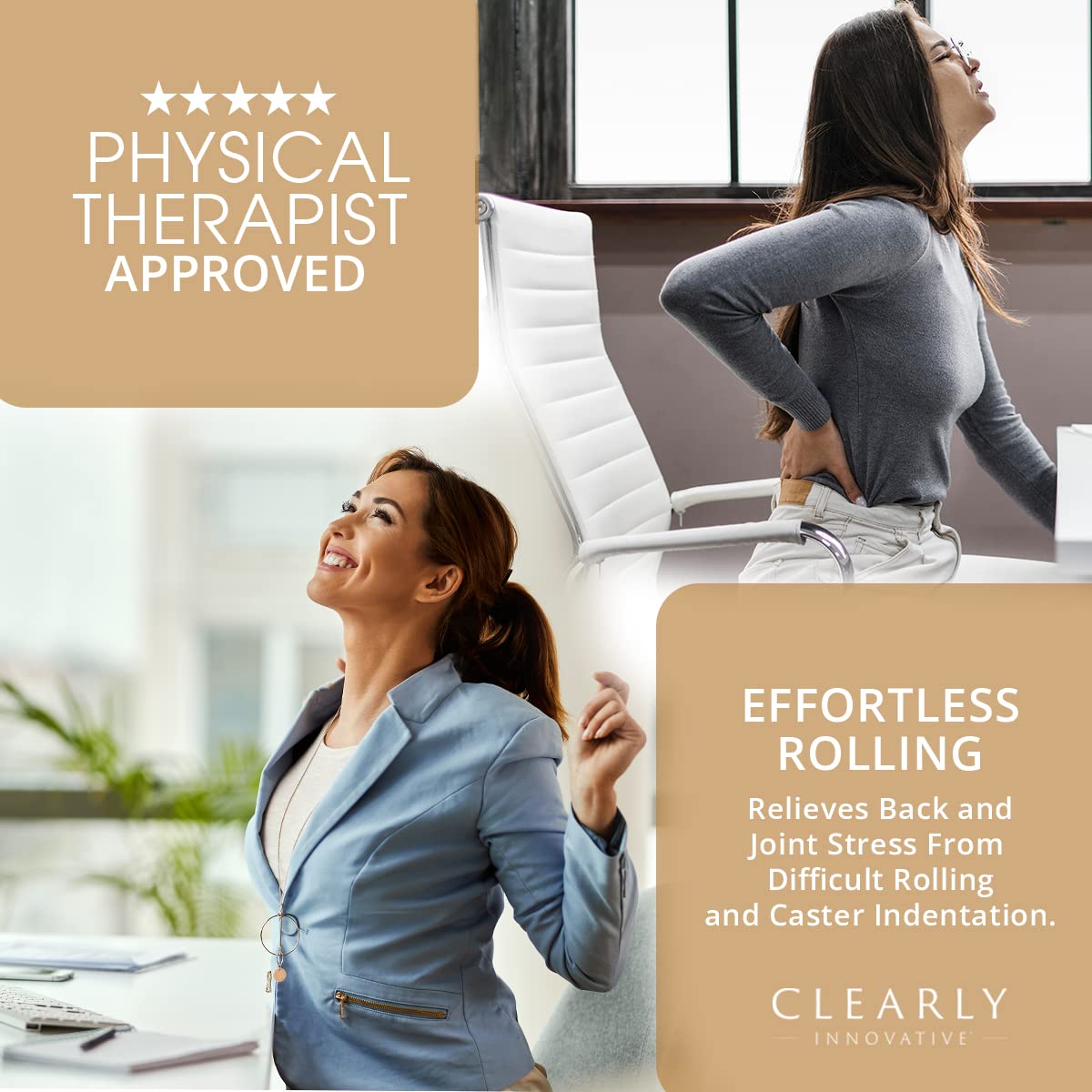 Premium Tempered Glass Chair Mat with Exclusive Beveled Edge | 36 x 46 Inch | The Ultimate in Office Elegance by Clearly Innovative