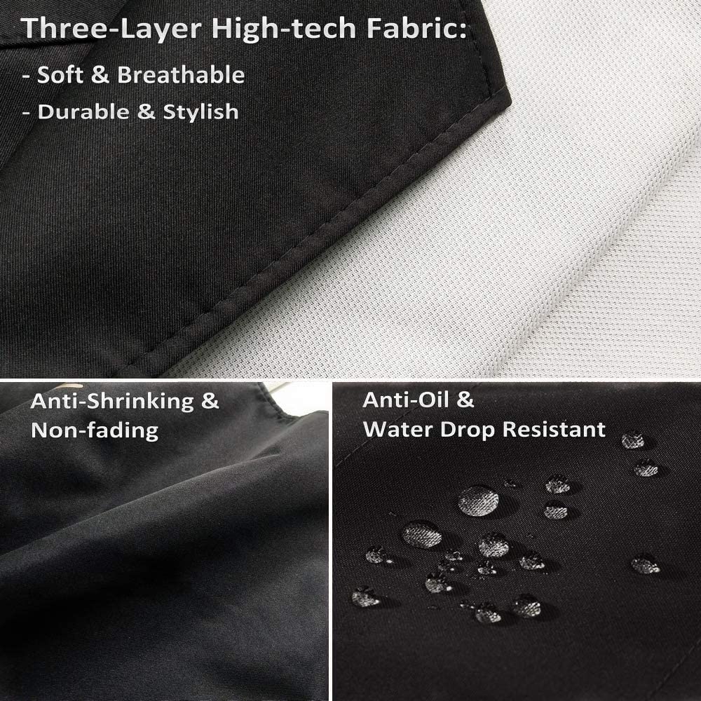 Viedouce 2 Packs Aprons Cooking Kitchen Waterproof,Adjustable Chef Apron with 2 Pockets for Home,Restaurant,Craft,Garden,BBQ,School,Coffee House,Apron for Men Women,Black