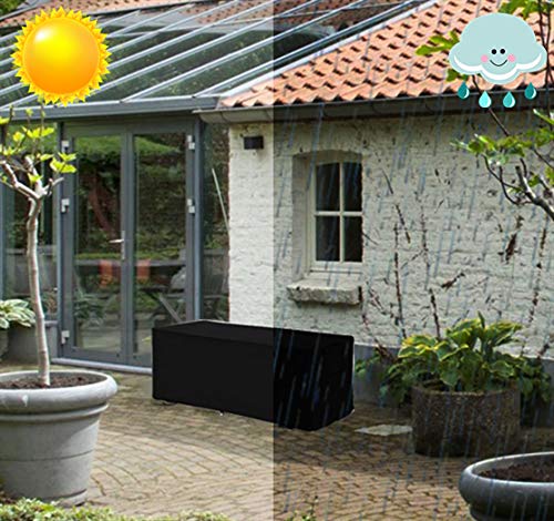 Outdoor Deck Box Cover, Garden UV Storage Box Protective Cover, Storage Box Protector without Box 48.4 x 21.7 x 24.4 Inch (Black)