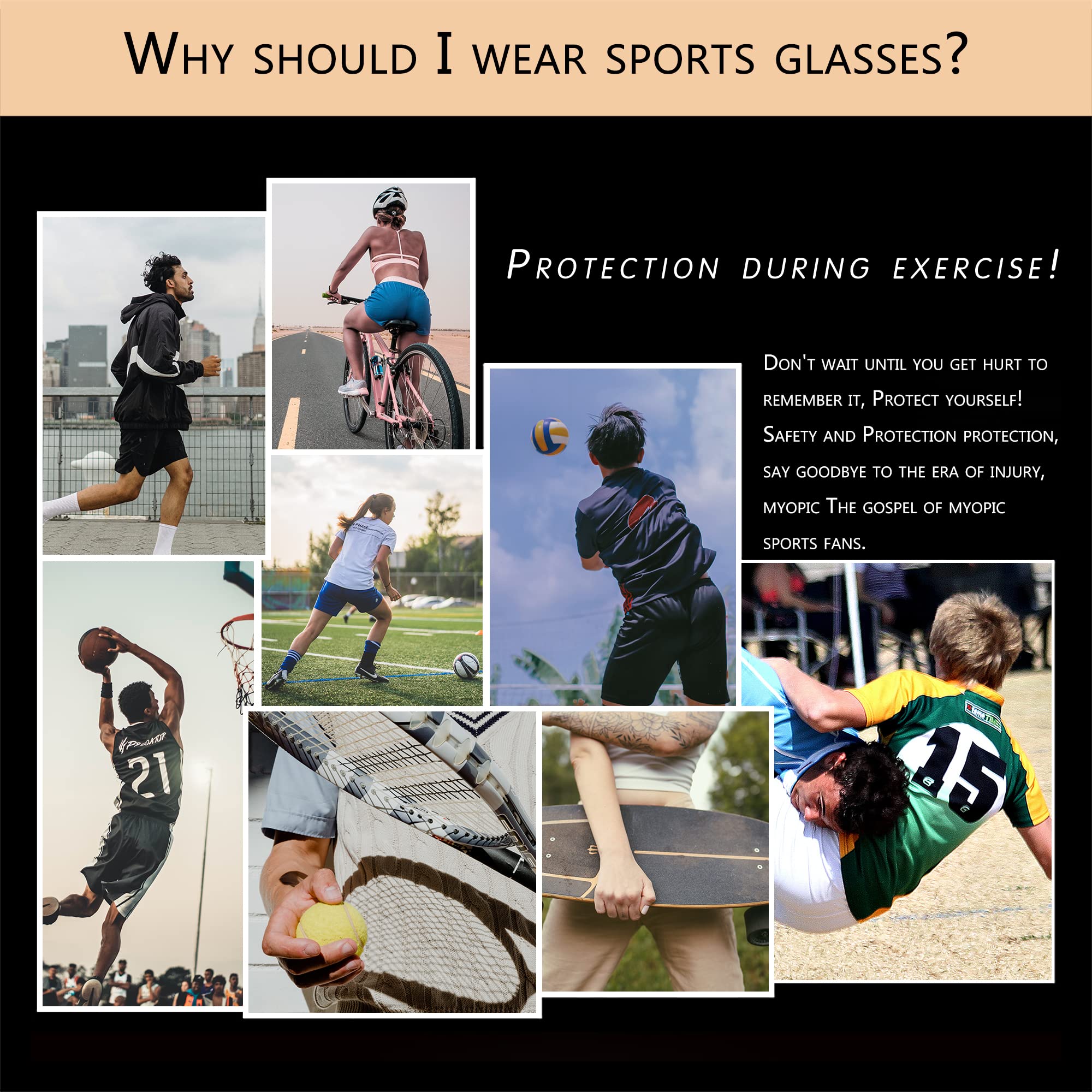 SooGree Sports Goggles Glasses Men Racquetball Basketball Football Eyewear Protective Glasses Shock Collision Lens Replaceable