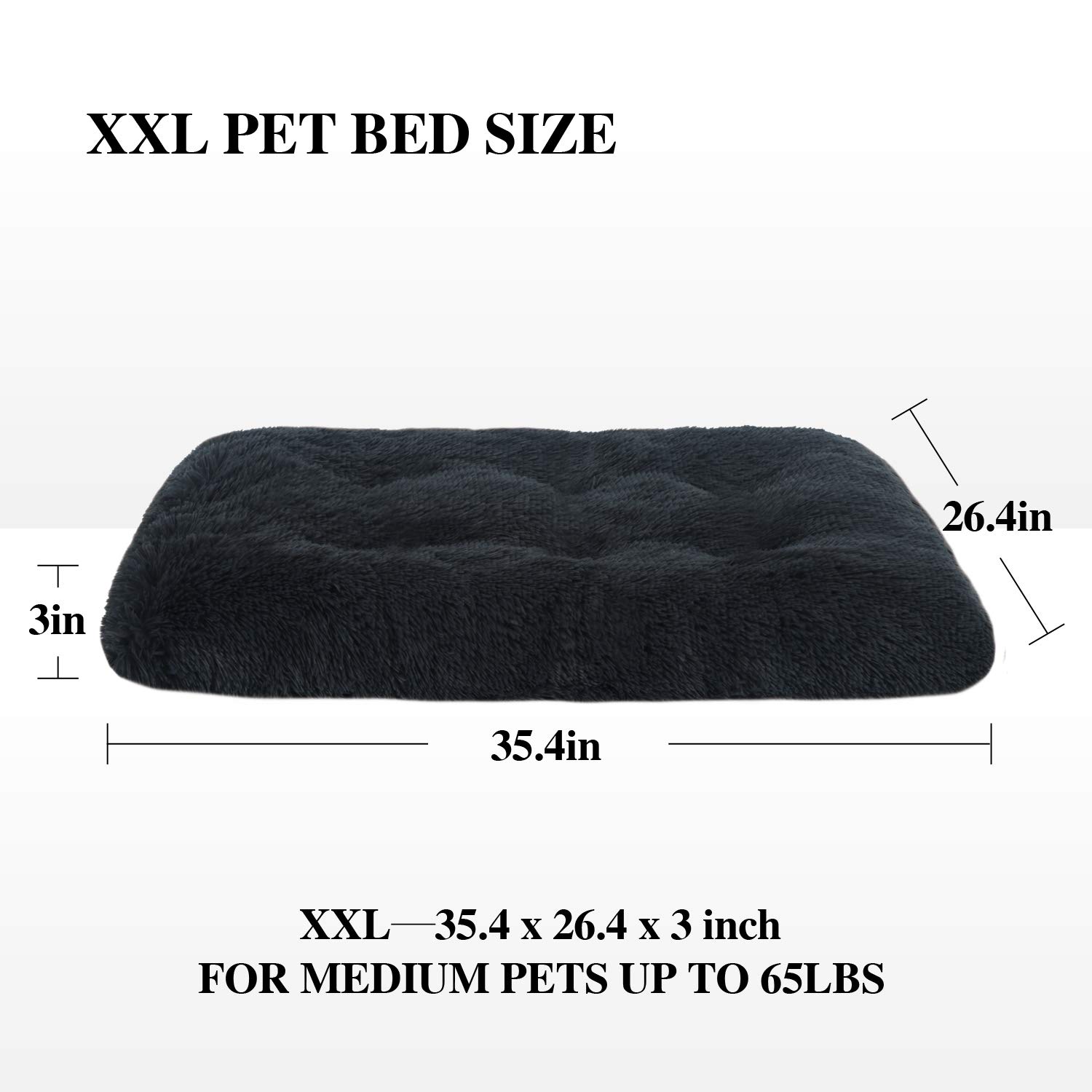 OXS Dog Bed Long Plush Pet Bed, Comfortable Faux Fur Washable Crate Mat for Jumbo Large Medium Dogs with Anti-Slip Backing