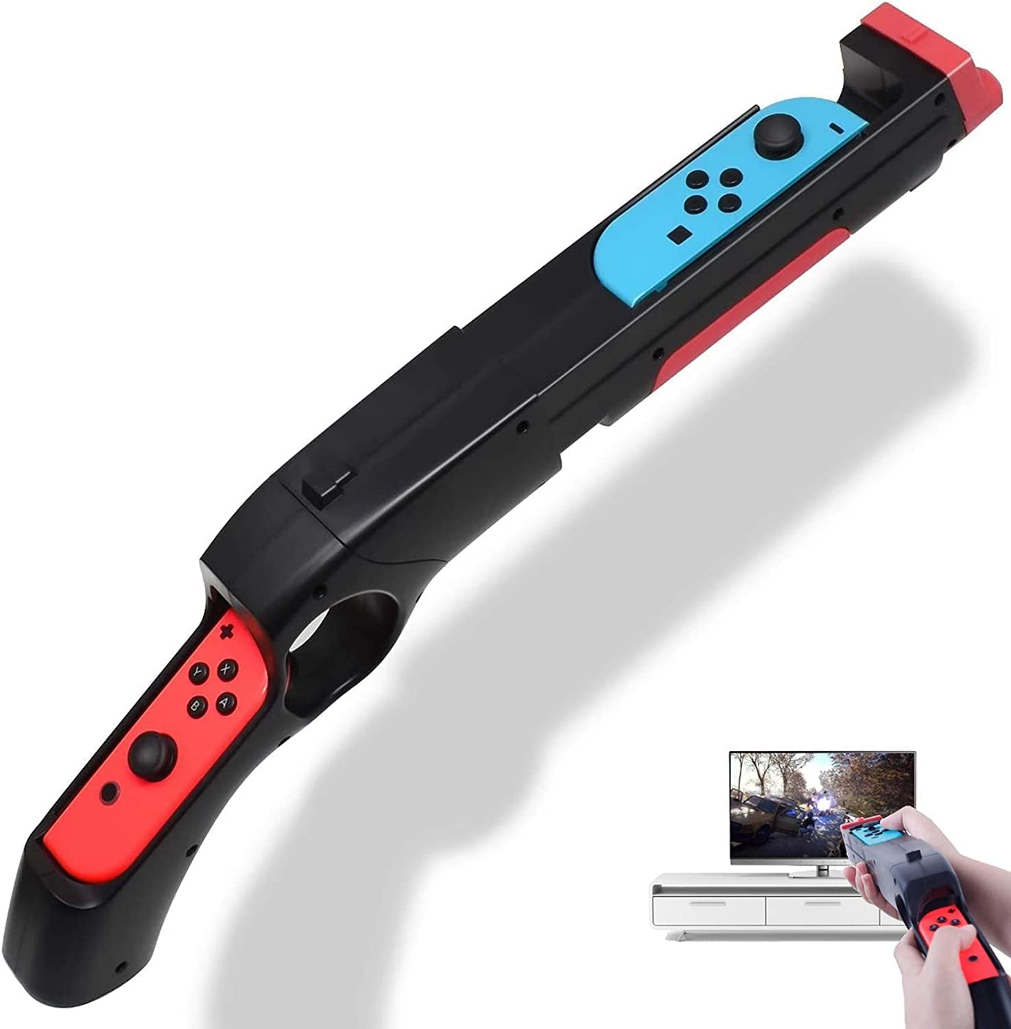 Switch Shooting Game Hunting Gun for Nintendo Switch OLED Joycon Controller, Kethvoz Gun Grip for Nintendo Switch Shooter Games Splatoon 2 Wolfenstein II Hunting Simulator Fortnite