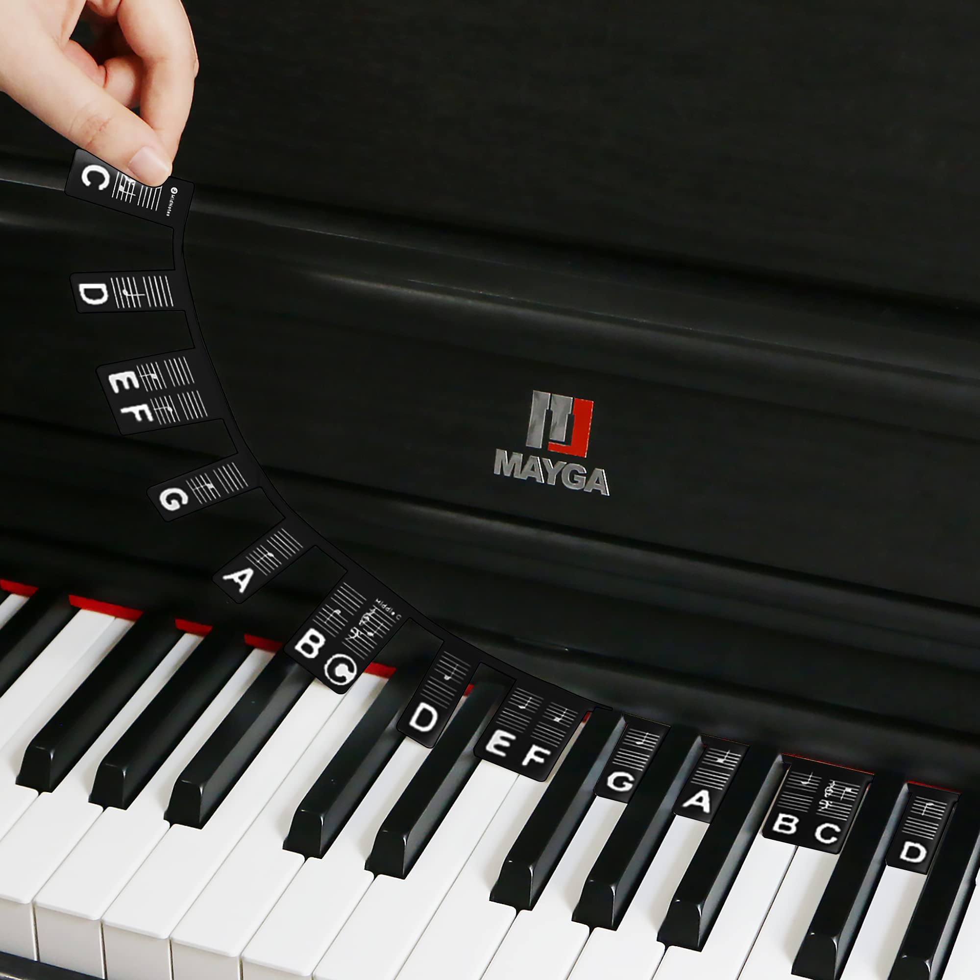 YUBIRD Removable Piano Keyboard Note Labels - Piano Keyboard Stickers, Piano Notes Guide Removable, Silicone Piano Key Labels Removable for Beignner,88 Keys Full Size, Comes with Box(Classic Blackļ¼
