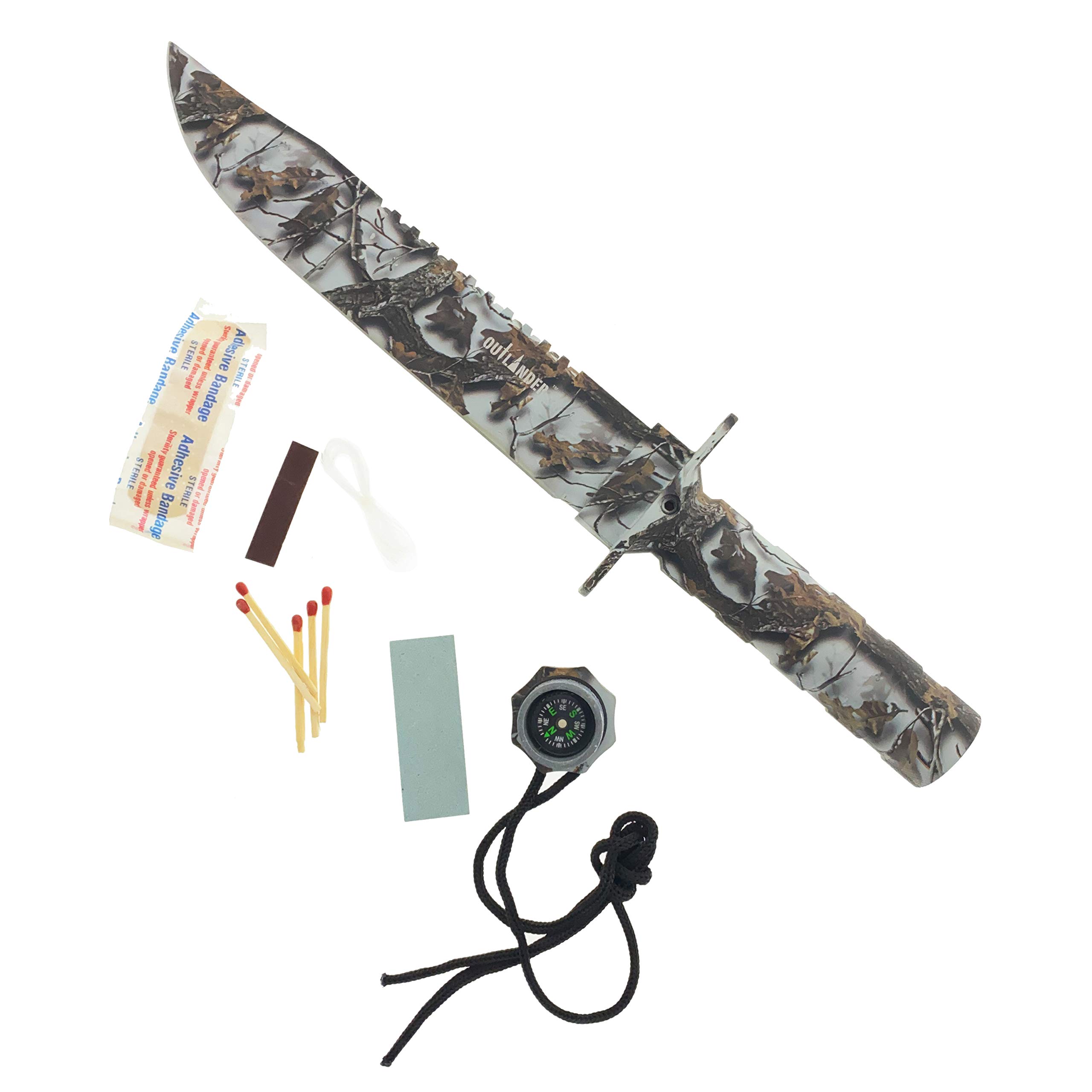 Outlander 13.5" Survival Fixed Blade Hunting Knives With Emergency Kit (Snow Camo)