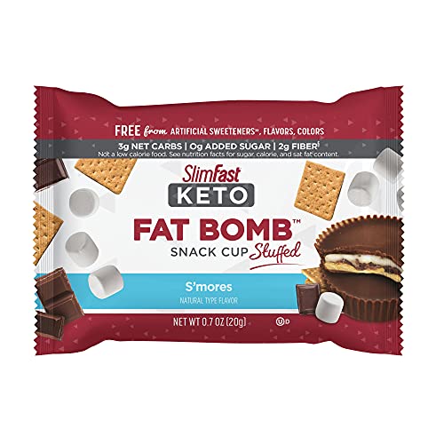 SlimFast Low Carb Chocolate Snacks, Keto Friendly for Weight Loss with 0g Added Sugar & 3g Fiber, S'Mores Cup, 12 Count Box (Packaging May Vary)