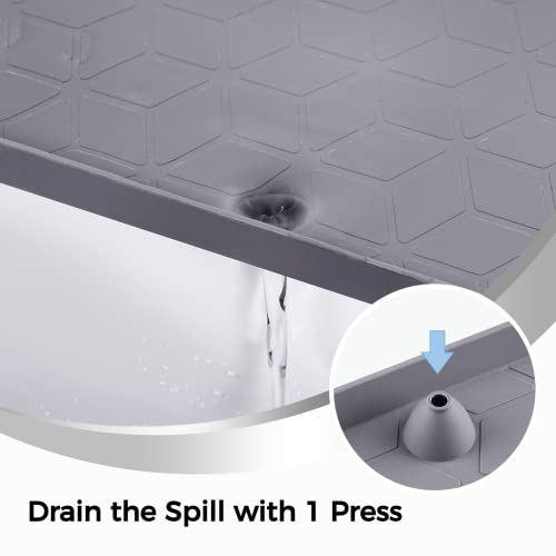 Waterproof Under Sink Mat for 36"Cabinet, Flexible Silicone Cabinet Protection Mat, Under Sink Tray, Drips Leaks Spills Protector, 35x22"Cabinet Liner for Kitchen, Bathroom
