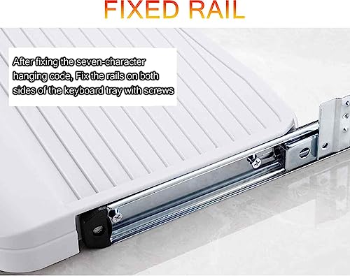 OM-PDD Keyboard Tray Under Desk Pull Out White, Under Desk Keyboard Tray Sliding Extra Wide, Quiet and Smooth, Abs Material, Environmental Protection and Safety, Strong Load-Bearing
