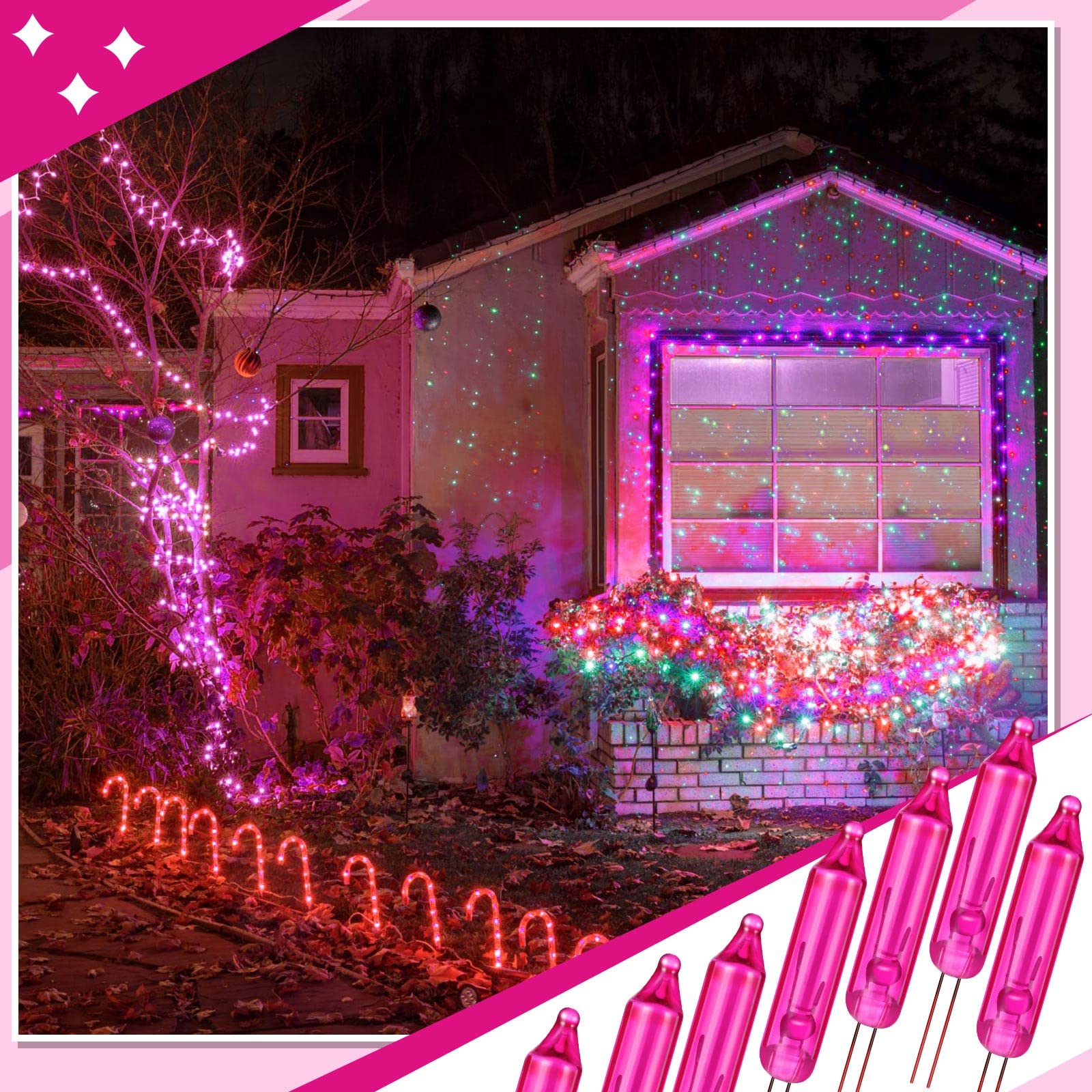 Mudder 60 Count 2.5V Christmas 50/100/150/200 Count Mini Incandescent Wire String Lights Replacement Bulbs Indoor/Outdoor Christmas Lights Decorations for Home Xmas Tree(Warm White)