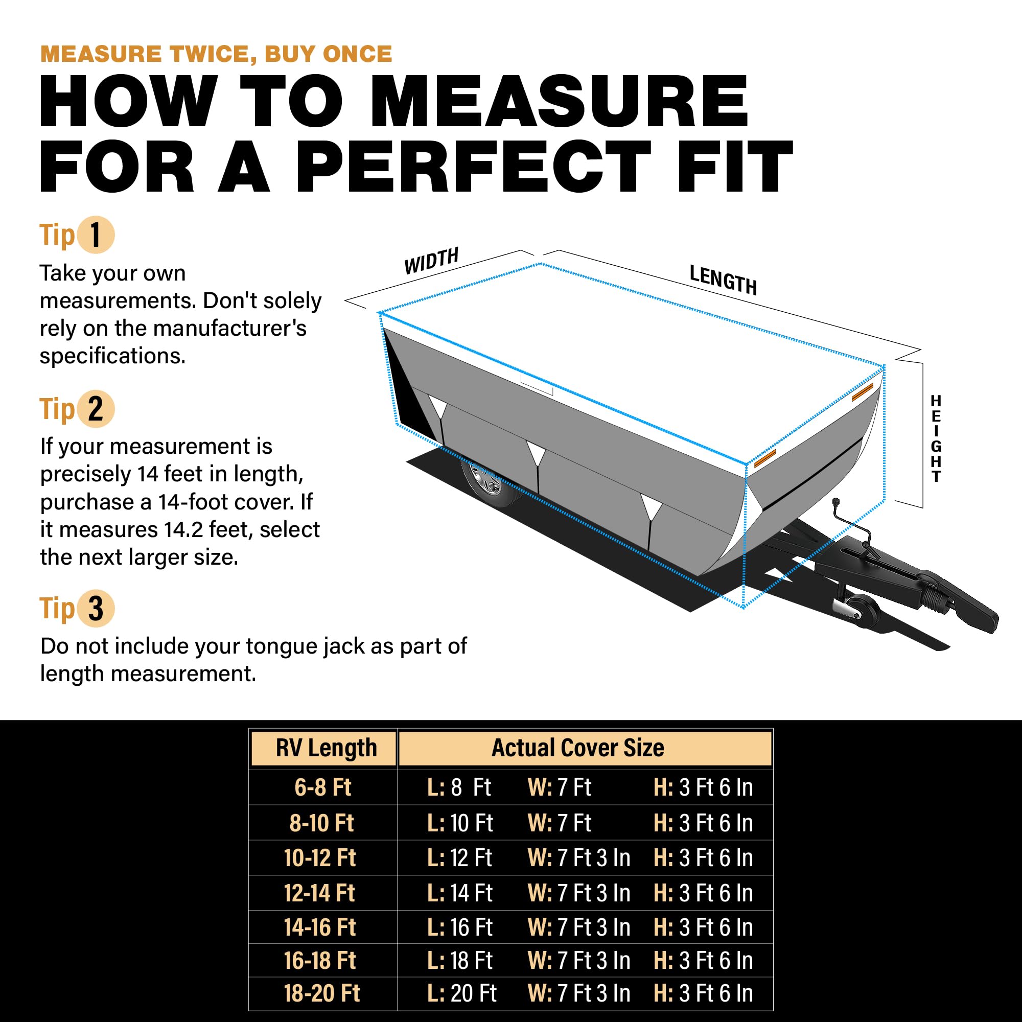 North East Harbor Durable Waterproof Tear-Resistant Folding Camping Travel Trailer Storage Cover Fits Length 8'-10' Feet 500D Polyester Fabric Pop-Up Tent Trailers Cover