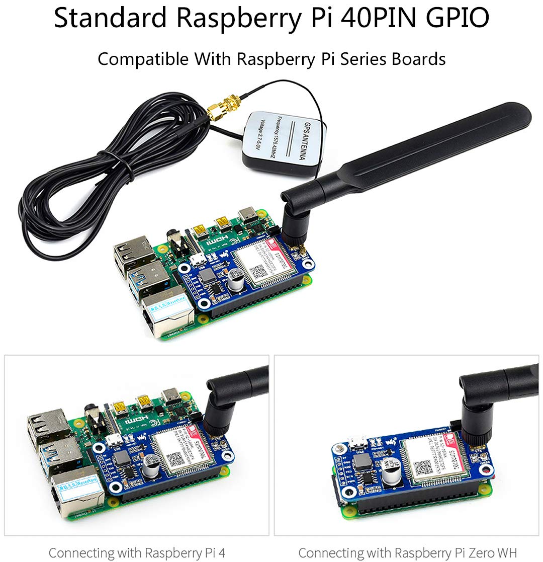 SIM7070G NB-IoT/Cat-M/GPRS/GNSS HAT for Raspberry Pi Series Boards, with GNSS Positioning,Support Global Band