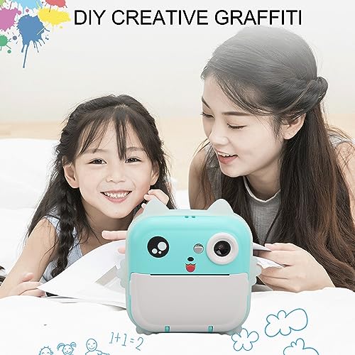 Print Camera, 24MP Cartoon Smart Camera for Pictures Shooting (Blue)