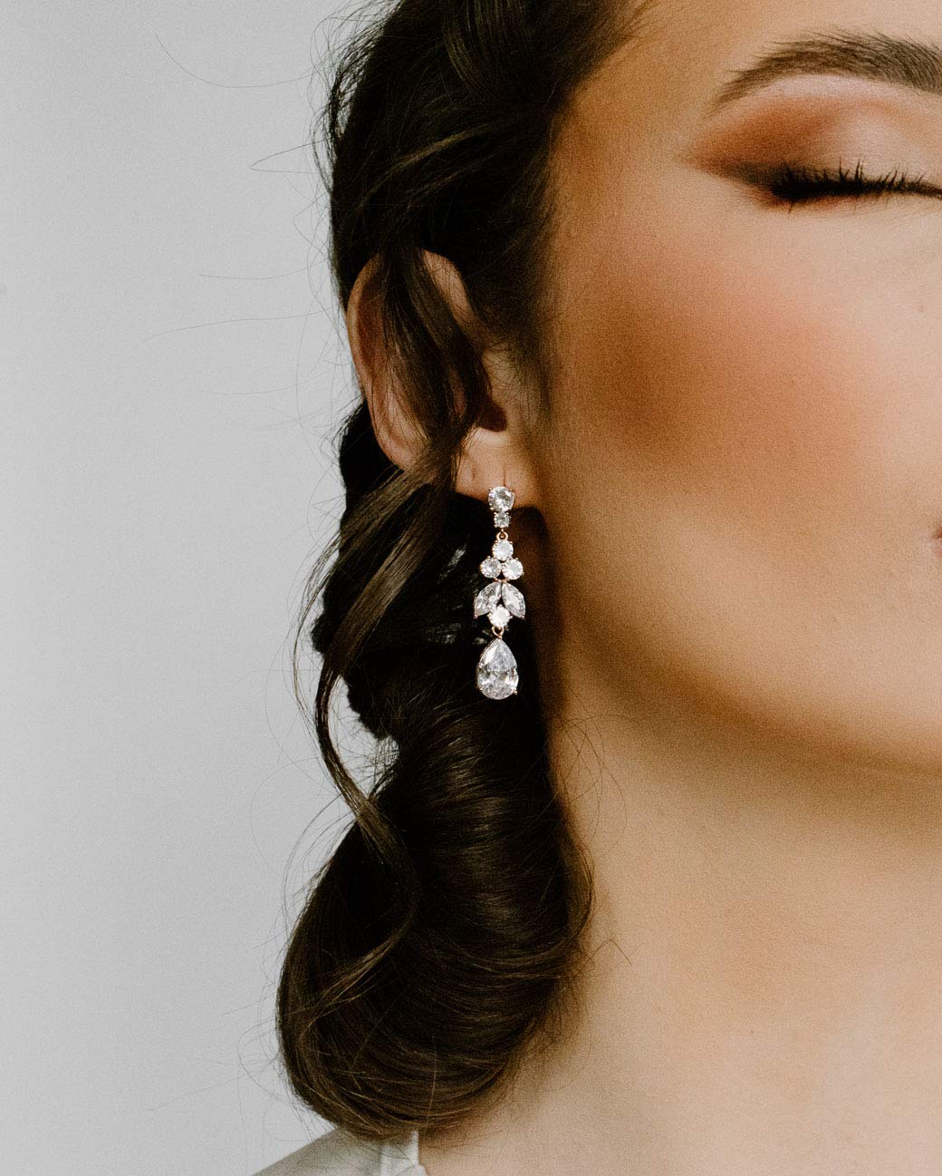 SWEETV Teardrop Wedding Bridal Earrings for Brides, Bridesmaids, Silver Crystal Cubic Zirconia Dangle Drop Earrings for Women Prom Gifts