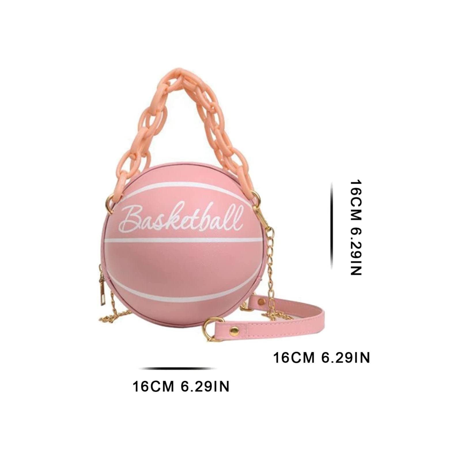 Women Shoulder Bag Chain Basketball Shaped Purse Round Body Handbag Small Clutch for Women with Strap