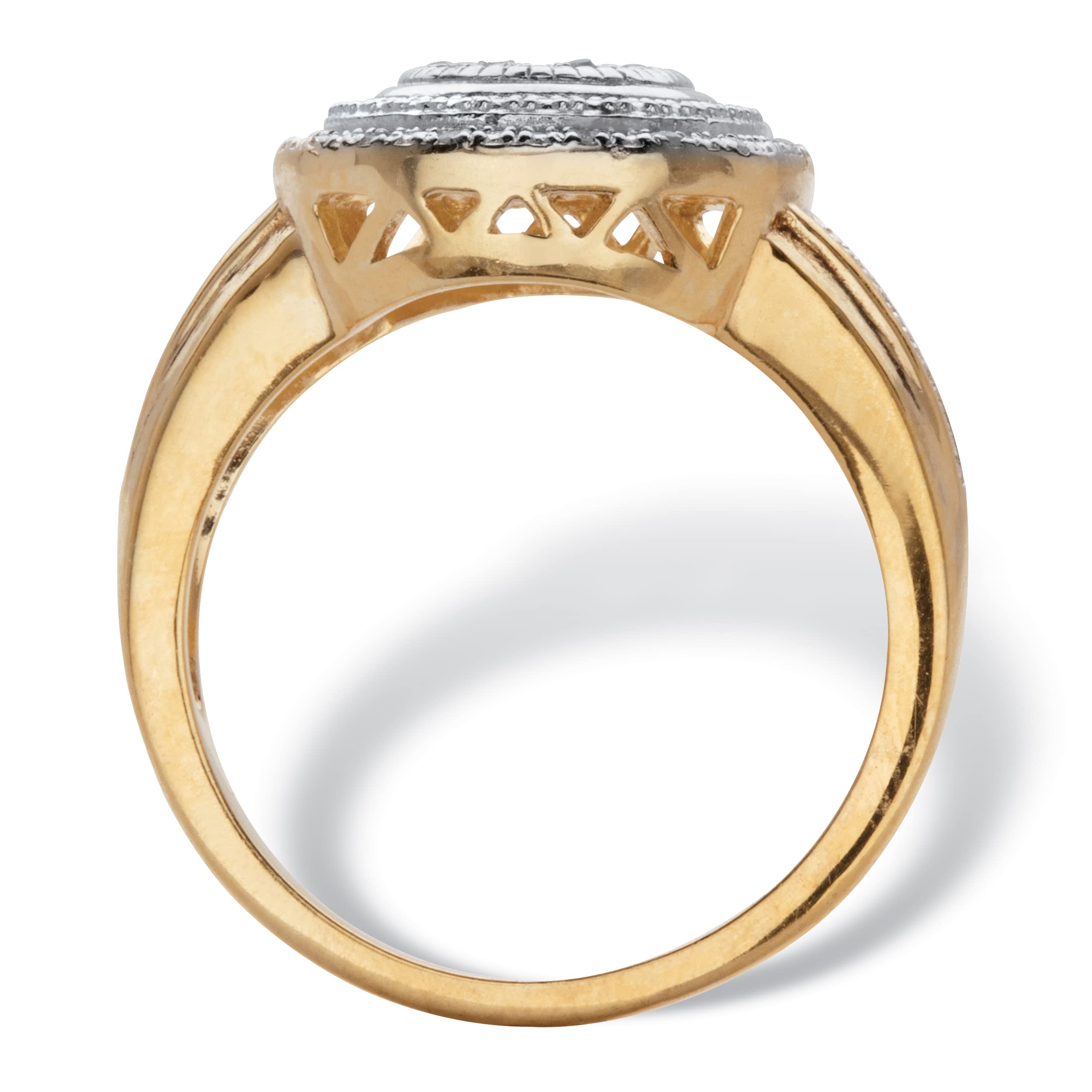PalmBeach Yellow Gold-plated Sterling Silver Round Genuine Diamond Oval Shaped Ring (1/5 cttw, I Color, I3 Clarity) Sizes 6-10 Size 8
