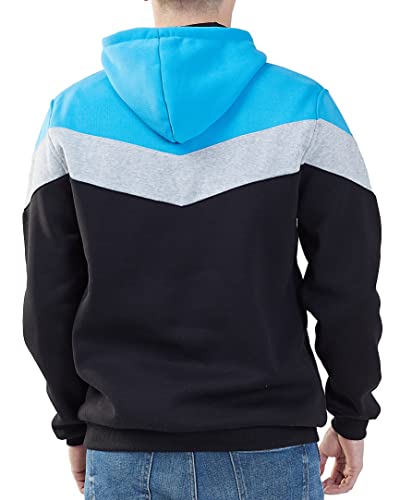 Mooncolour Men's Novelty Color Block Hoodies Cozy Sport Autumn Outwear Black/Grey/Blue M Black US Medium