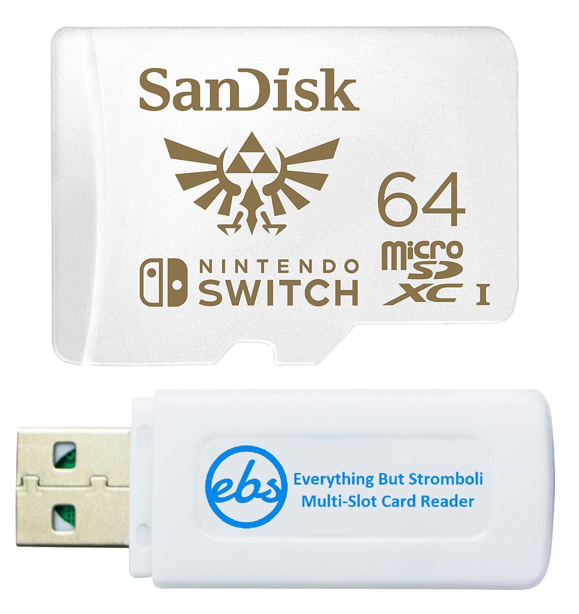 SanDisk 64GB Nintendo Swtich MicroSDXC Memory Card Works with Nintendo Switch OLED Model (SDSQXAT-064G-GNCZN) U3, Class 10, 4K UHD Bundle with (1) Everything But Stromboli MicroSDHC & SD Card Reader