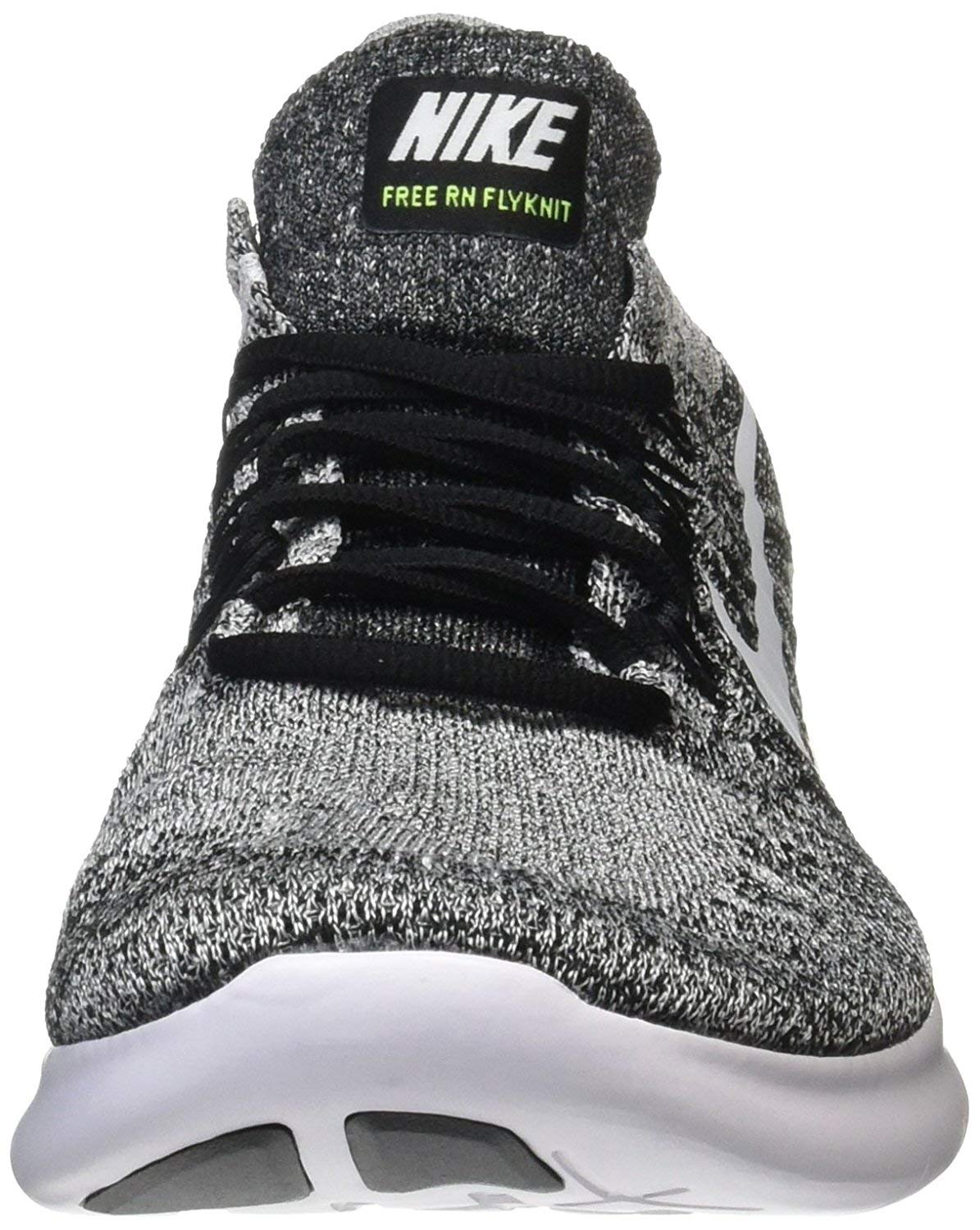 Nike Men's Free RN Flyknit 2017 Running Shoes-Black/White-8.5
