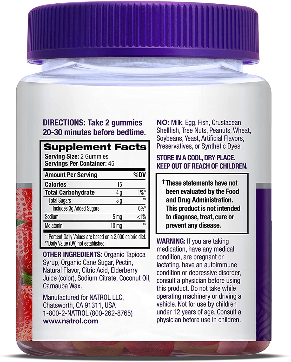 Natrol Melatonin 10 mg Gummies Strawberry - 90 ct, Pack of 5