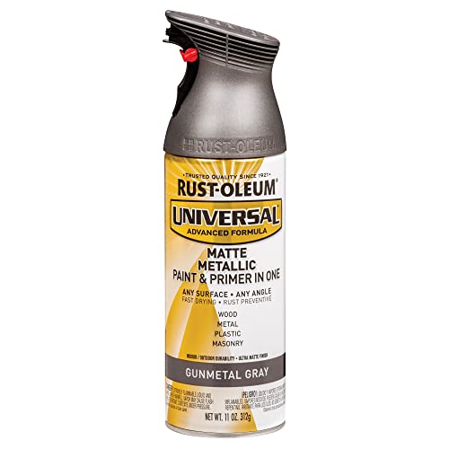 Rust-Oleum 353091-6PK Universal All Surface Metallic Spray Paint, Matte Gunmetal Gray, 11 Oz (Pack of 6)