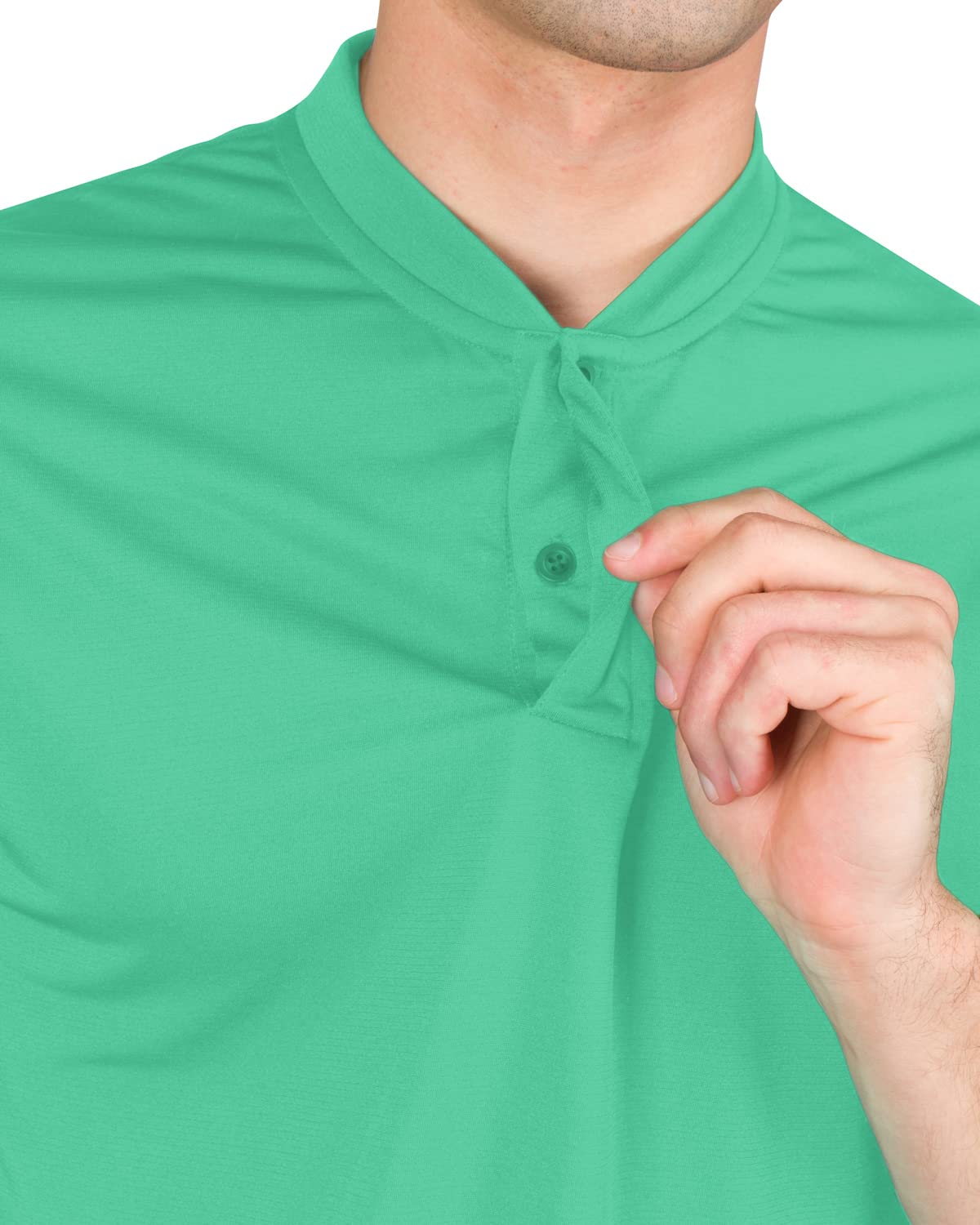 Three Sixty Six Men's Collarless Golf Polo - Lightweight, Moisture Wicking & Stretch Fabric