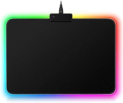 S & E TEACHER'S EDITION Gaming Mouse Pad, Soft LED Light Mouse Pad, Black Premium-Textured Mouse Mat, with 8 Lighting Modes, 10 x 12 Inch, Christmas