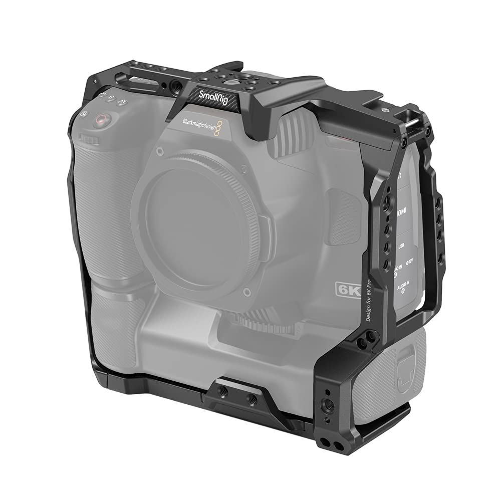 SmallRig Battery Grip Compatible Cage Only for BMPCC 6K Pro / 6K G2, Comes with Built-in NATO Rail & Locating Holes for ARRI and Cold Shoe Mount - 3382