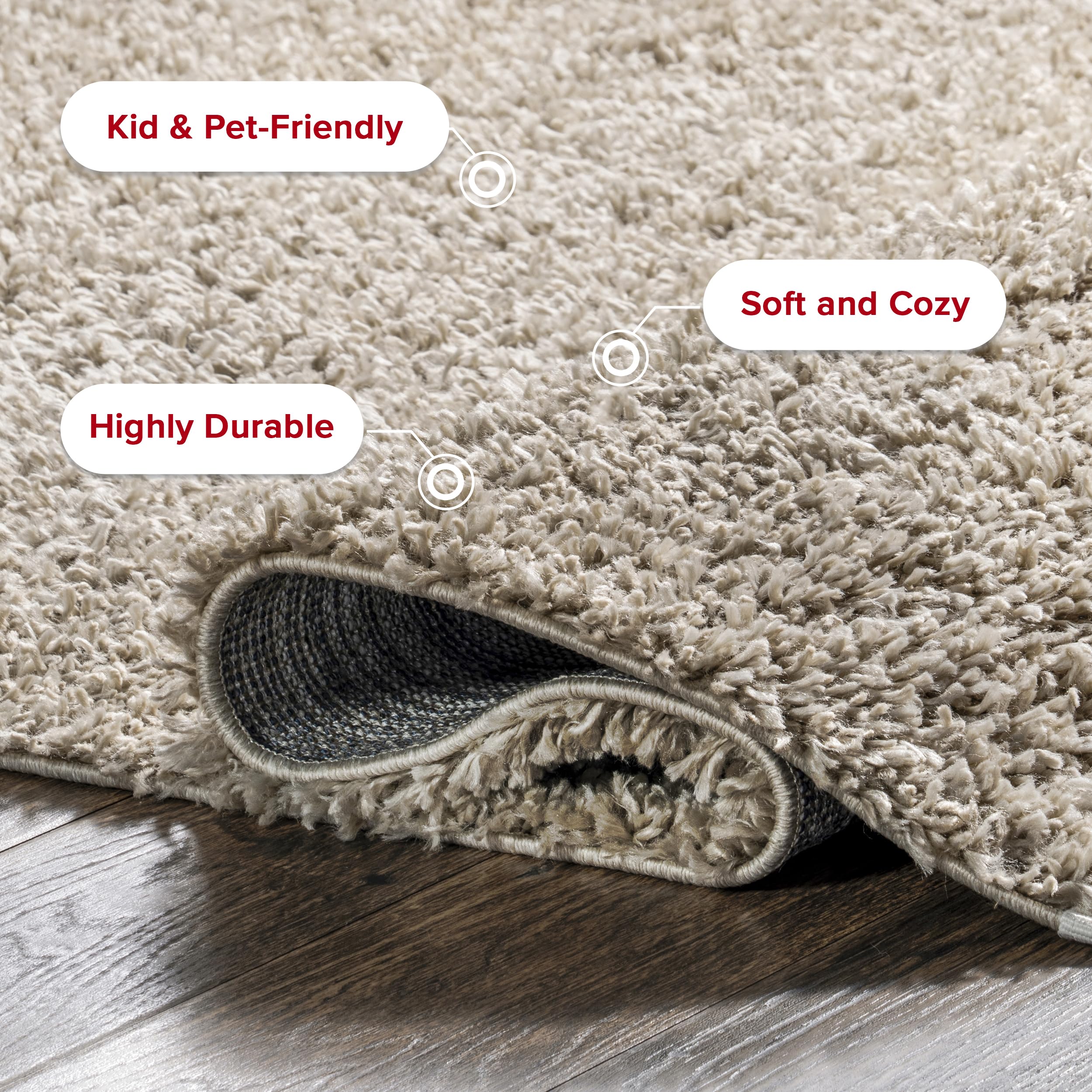 NuLOOM Neva Modern Tasseled Shag Area Rug, 5' Square, Beige