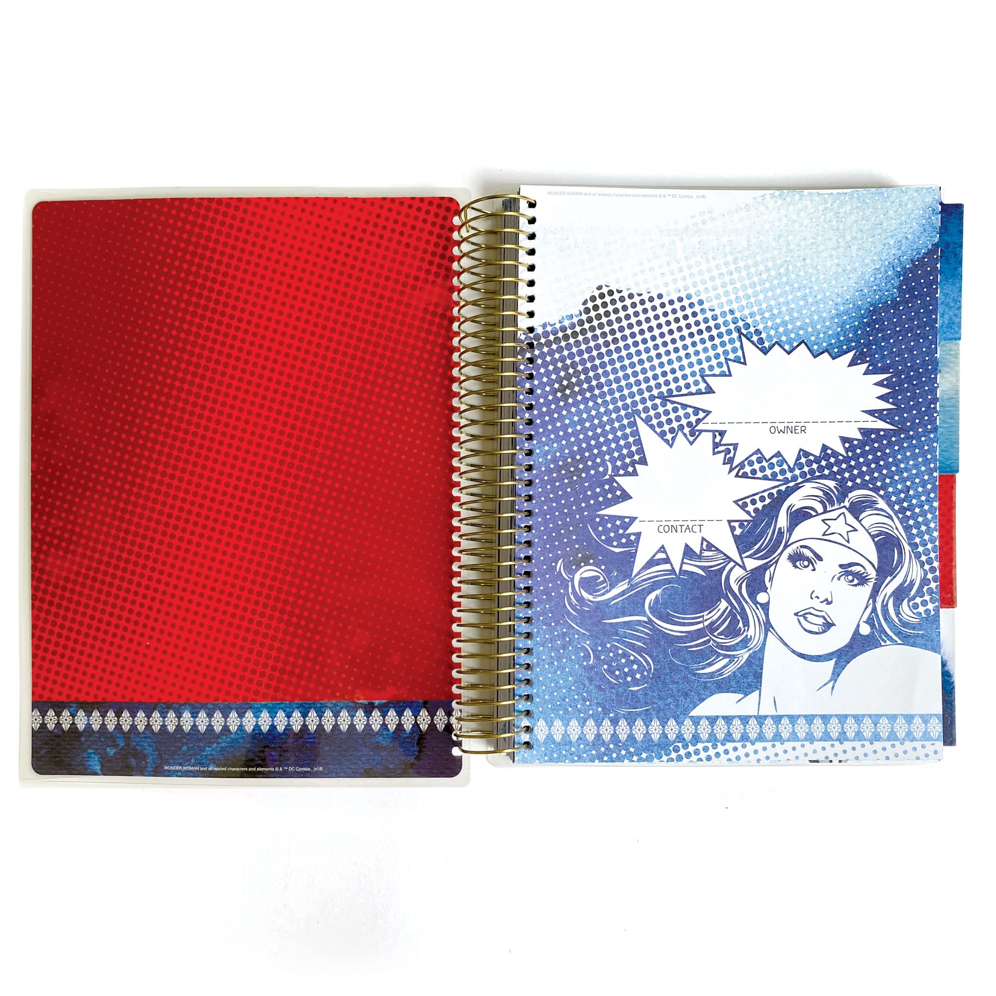 Paper House Productions DC Comics Wonder Woman 12 Month Undated 9.5" Planner with Month and Event Flag Stickers