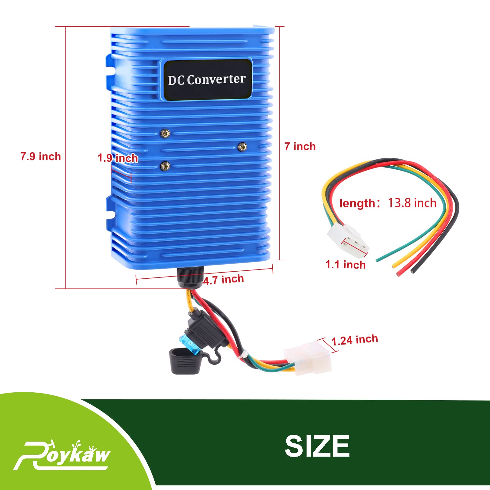 Roykaw Golf Cart Voltage Reducer Regulator Converter 36/48V to 12V Compatible with E-Z-GO Club Car Yamaha (30A/350W)