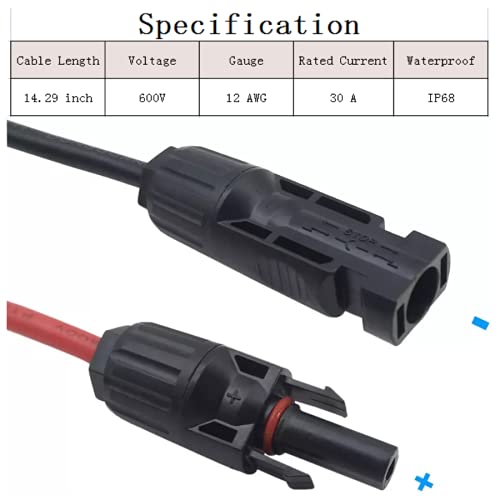 Solar Panel Extension Cable,10AWG SAE PV Extension Cable to Solar Panels with SAE to SAE Polarity Reverse Adapters, 11.81inch (LUSZDDBAOLU-216201)