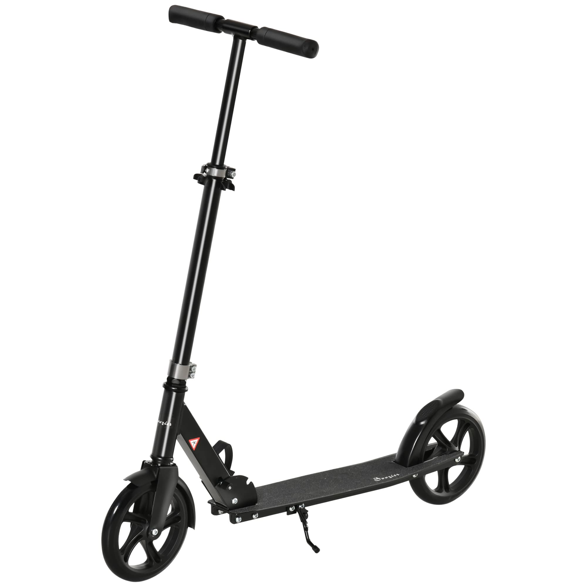 Soozier Kick Scooter for 12 Years and Up, Folding Scooter with 3-Level Height Adjustable Handlebar, Big Wheels and Rear Wheel Brake, Black