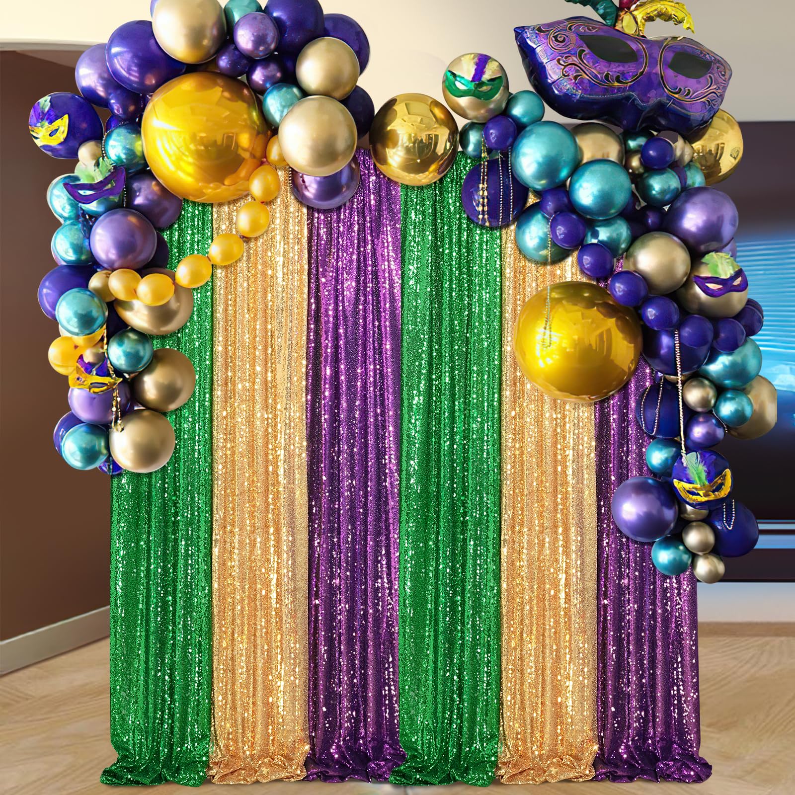 Purple Sequin Backdrop Curtain 4 Packs 2ftx8ft Sparkly Glitter Wedding Party Photography Background Drapes for Birthday Prom Decoration