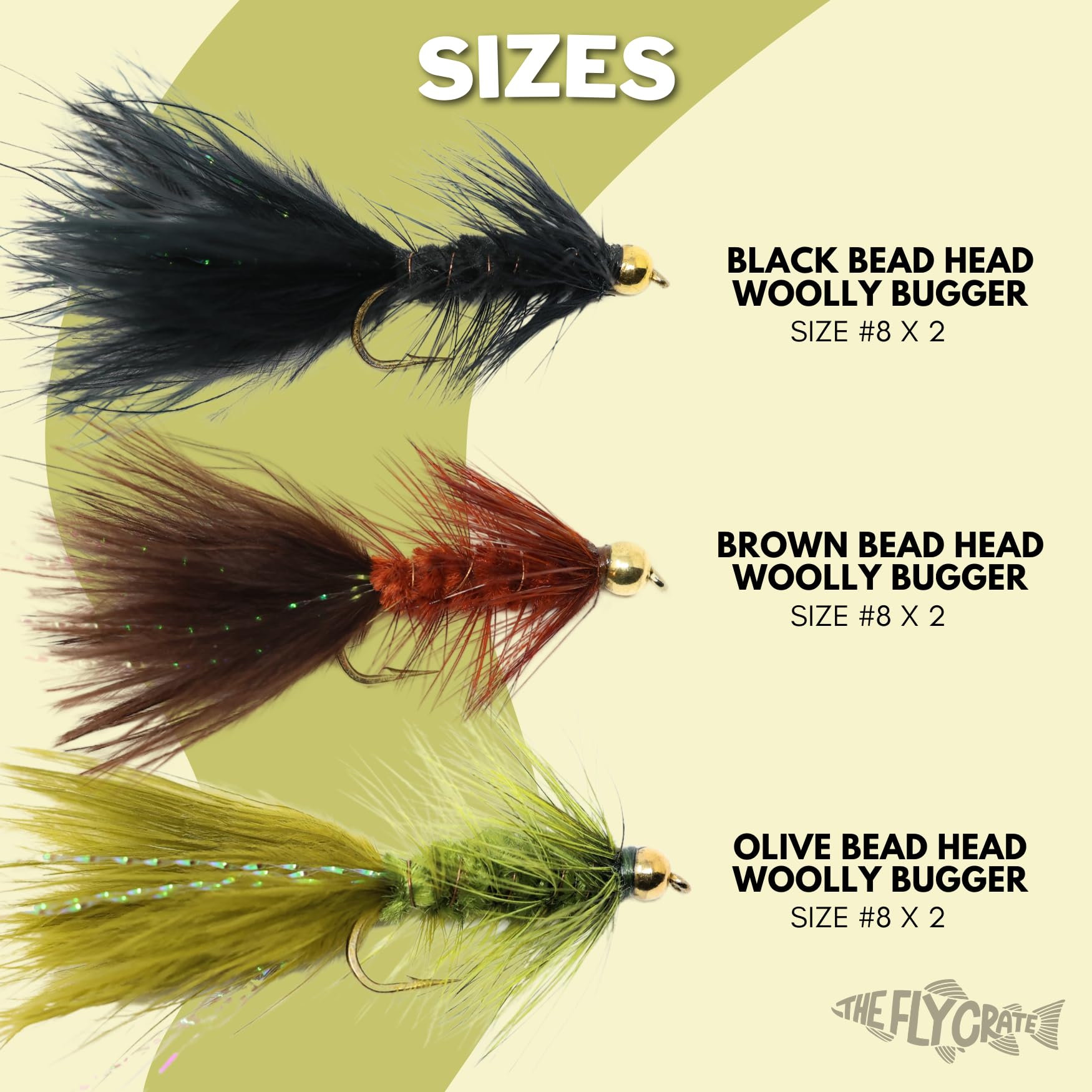 The Fly Crate Woolly Bugger Flies for Trout Fly Fishing Assortment - Size #6 Streamer Fly Fishing Flies (15 Pack - Size #6)