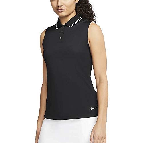 Nike Women's Nike Dri-fit Victory Polo, Black/White/White, Large