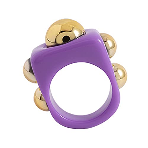 Wedding Promise Ring , Finger Ring Geometric Trendy Women All Match Metal Ball Ring for Party - White