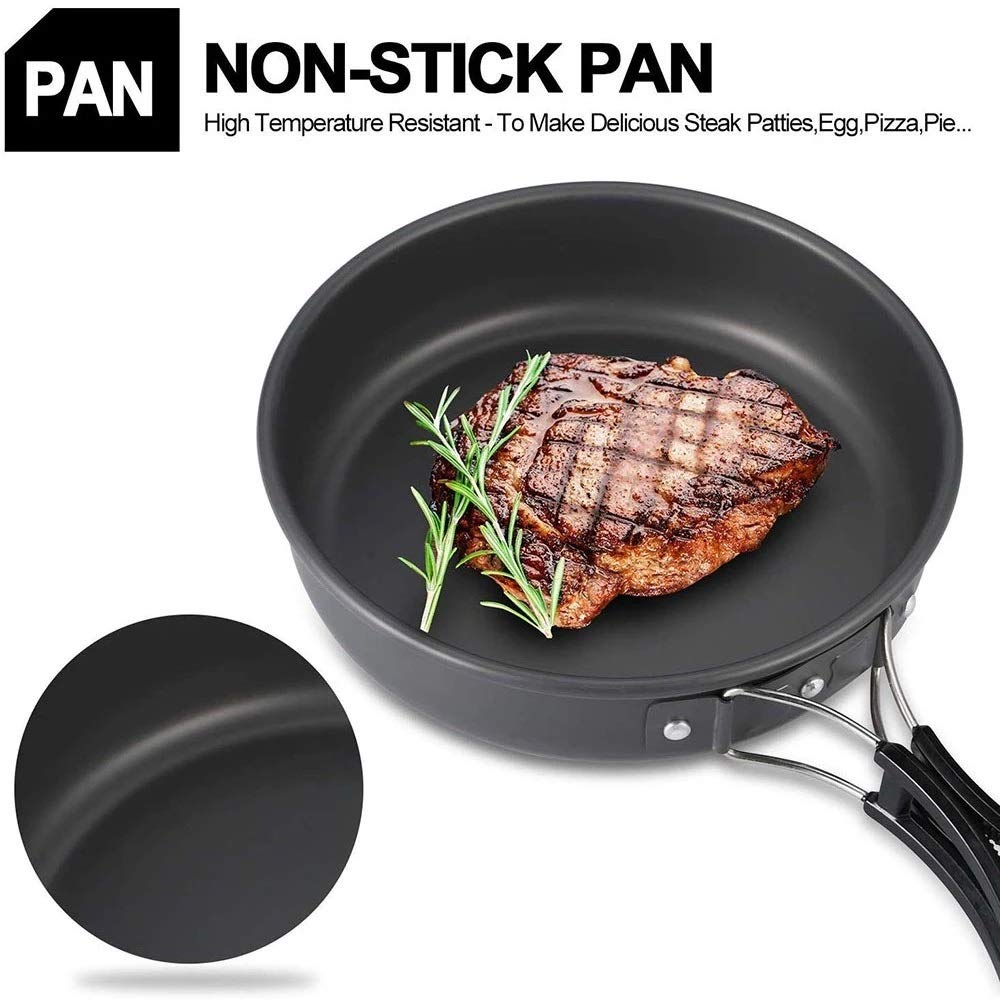YFDM Camping Cookware Set Aluminum Nonstick Portable Outdoor Tableware Kettle Pot Cookset Cooking Pan Bowl for Hiking BBQ Picnic