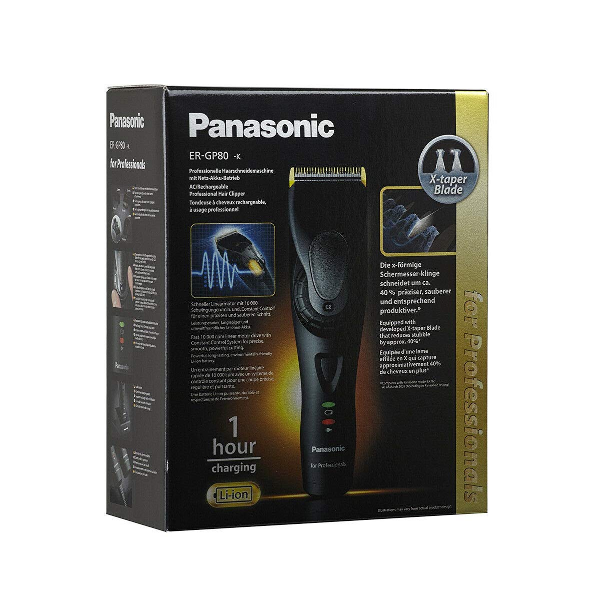 Panasonic ER-GP80 Rechargeable Professional Hair Clipper With 3 Combs in Stand and Charging Stand (MADE IN JAPAN)