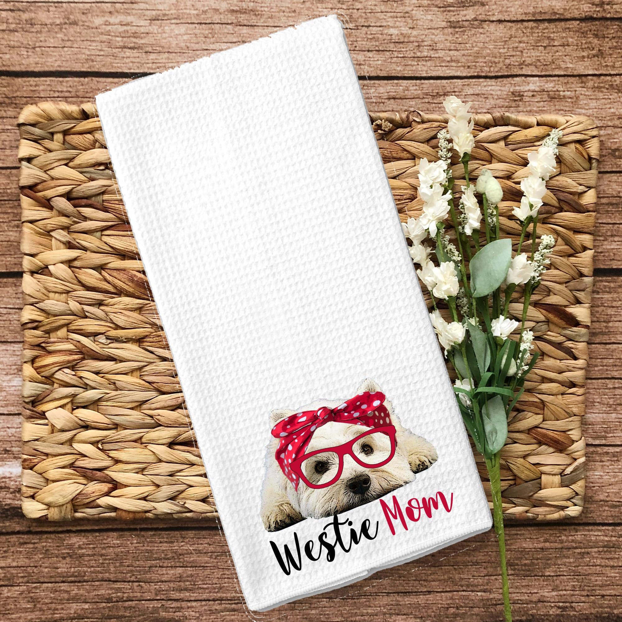 Westie Mom West Highland Terrier Microfiber Kitchen Tea Bar Towel Gift for Animal Dog Lover